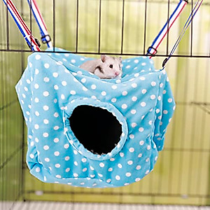 neolun Ferret Cube Hammock Hanging Bed for Ferrets Rats Chinchilla Sugar Gliders or Other Small Animals with Lace Trim(Light Blue)