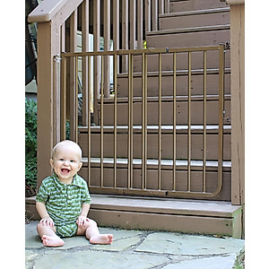 Cardinal Gates SS30OD Outdoor Baby Gate for Stairs - Adjustable Outdoor Dog Gate - Aluminum Safety Gate for Kids & Pets - Can be Installed at Angles - 27 to 42.5 Inches Wide - Brown