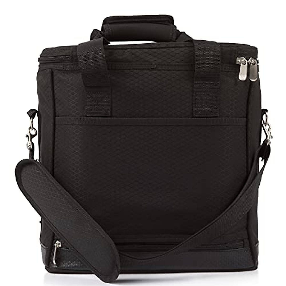 PICNIC TIME Cellar 6-Bottle Wine Carrier & Cooler Tote, Insulated Padded Wine Cooler Bag for Travel, Portable Water-Resistant Wine Bag, (Black with Gray Accents)