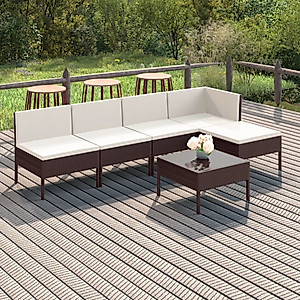 WEHUOSIF 6 Piece Patio Lounge Set with Cushions Poly Rattan,Garden Lounge Set,Combination Sofa,Pool Sofa Set,Conversation Sofa,Party Furniture,for Homes,Offices,Living Room,Cafes, Brown