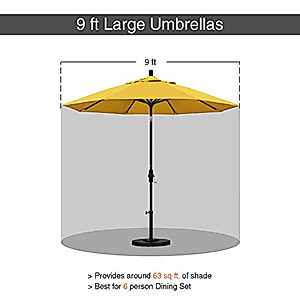California Umbrella 9' Round Aluminum Market Umbrella, Crank Lift, Auto Tilt, Bronze Pole, Lemon Olefin