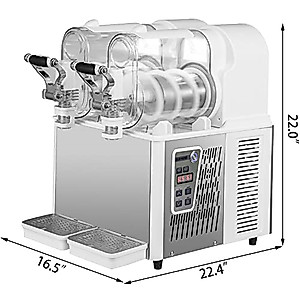 VEVOR Slushy Machine, 3L x 2 Daiquiri Machine Commercial, Single Bowl Frozen Drink Slush Machine, White Commercial Slushie Machine, 340W Frozen Slush Machine, Stainless Steel Home Slush Machine