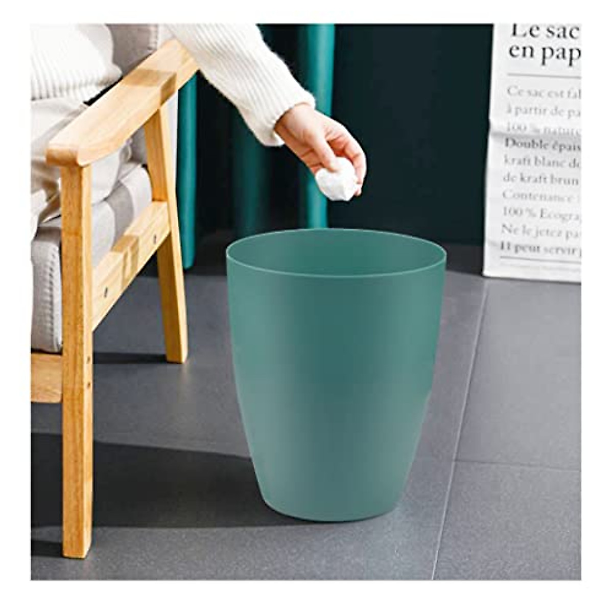 Gereen 2 Gallon Small Trash Can,Oval Small Trash Bin Wastebasket for Bathroom Bedroom Kitchen Countertop Under Sink (2 Pack, Blue+Green)