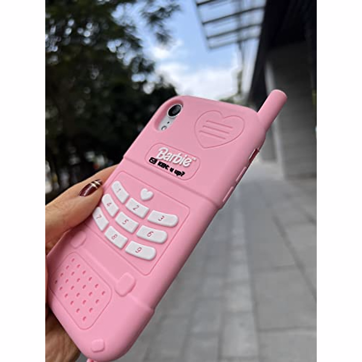 Filaco Pink Silicon Case Compatible with iPhone XR 6.1inch, 3D Cute Pink Retro Phone Case, Soft Protective Cover for Women Girls