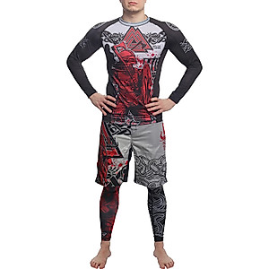 ardcore Training Viking 2.0 Men's Rash Guard Compression Long Sleeve MMA No-Gi Tight BJJ Grappling Base Layer Fitness Grey