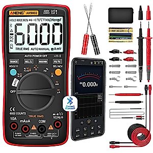 ANENG Bluetooth Multimeter Digital Tester Auto-ranging TRMS 6000 Counts Ohmmeter for AC/DC Voltage,Current,Resistance,Continuity,Capacitance,Diodes,Temperature Meansurement,Volt Meter for Automotive