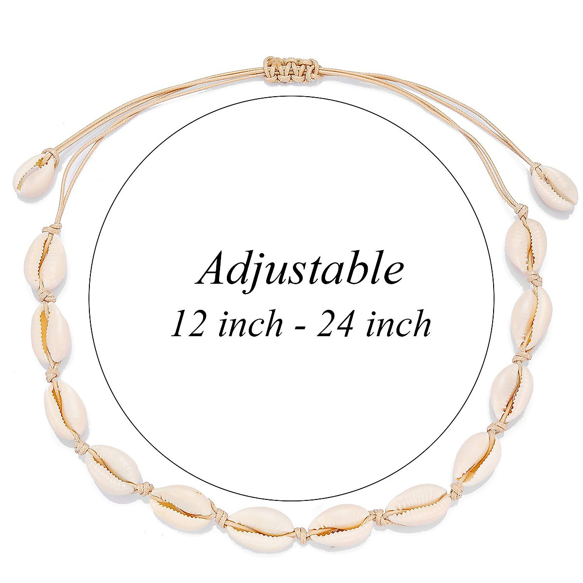 Starain 2Pcs Shell Necklace Anklet for Women Handmade Adjustable Puka Beach Shell Necklace Set