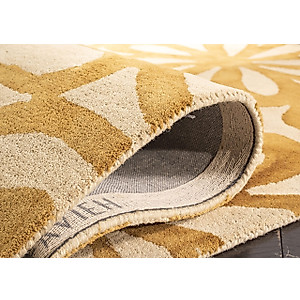 SAFAVIEH Dip Dye Collection 2' x 3' Beige / Gold DDY527M Handmade Floral Watercolor Premium Wool Accent Rug