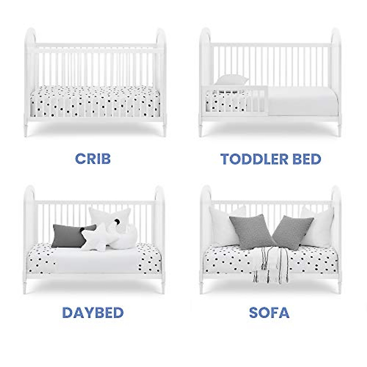 Delta Children Madeline 4-in-1 Convertible Crib - Woven Cane Mesh Panels, Includes Conversion Rails, Greenguard Gold Certified, Bianca White
