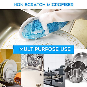 Multi-Purpose Scrub Sponges for Kitchen Pack of 6,Non-Scratch Microfiber Sponge Along with Heavy Duty Scouring Scrub Pad- Effortless Cleaning of Dishes, Pots and Pans