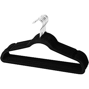 Velvet Clothes Hangers, 10 Pack Black Clothes Hangers, Non-Slip Hangers for Suit, Dress, Top Space Saving Clothing Hangers Set for Closet, Wardrobe, 360° Swivel Hook, Ultra Slim, Summer