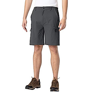Rdruko Men's Quick Dry Hiking Cargo Shorts Lightweight Outdoor Fishing Travel Summer Shorts with 6 Zipper Pockets(Dark Grey, US 36)