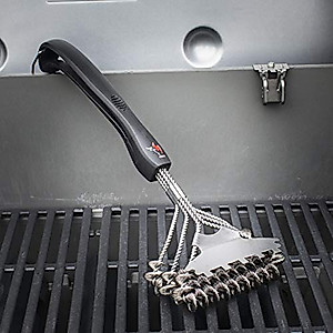 Kona Safe/Clean Grill Brush and Scraper with Speed/Scrape - Bristle Free BBQ Grill Brush - 100% Rust Resistant Stainless Steel Barbecue Cleaner - Safe for Porcelain, Ceramic, Steel, Cast Iron