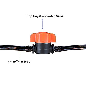 12 Pack Drip Irrigation Switch Valve 1/4" Drip Irrigation Barbed Ball Valve Shut Off Switch 4mm/7mm Hose Water Connectors Barbed Valve Drip Irrigation Universal Barbed Valve for Gardening
