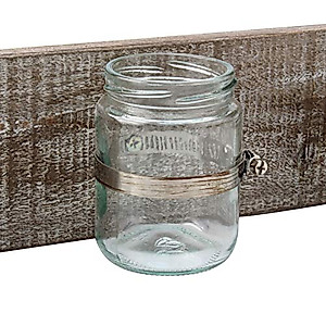 Stonebriar Rustic Industrial White Wash Wood Hanging Wall Decor with 3 Glass Jar Containers, Clear