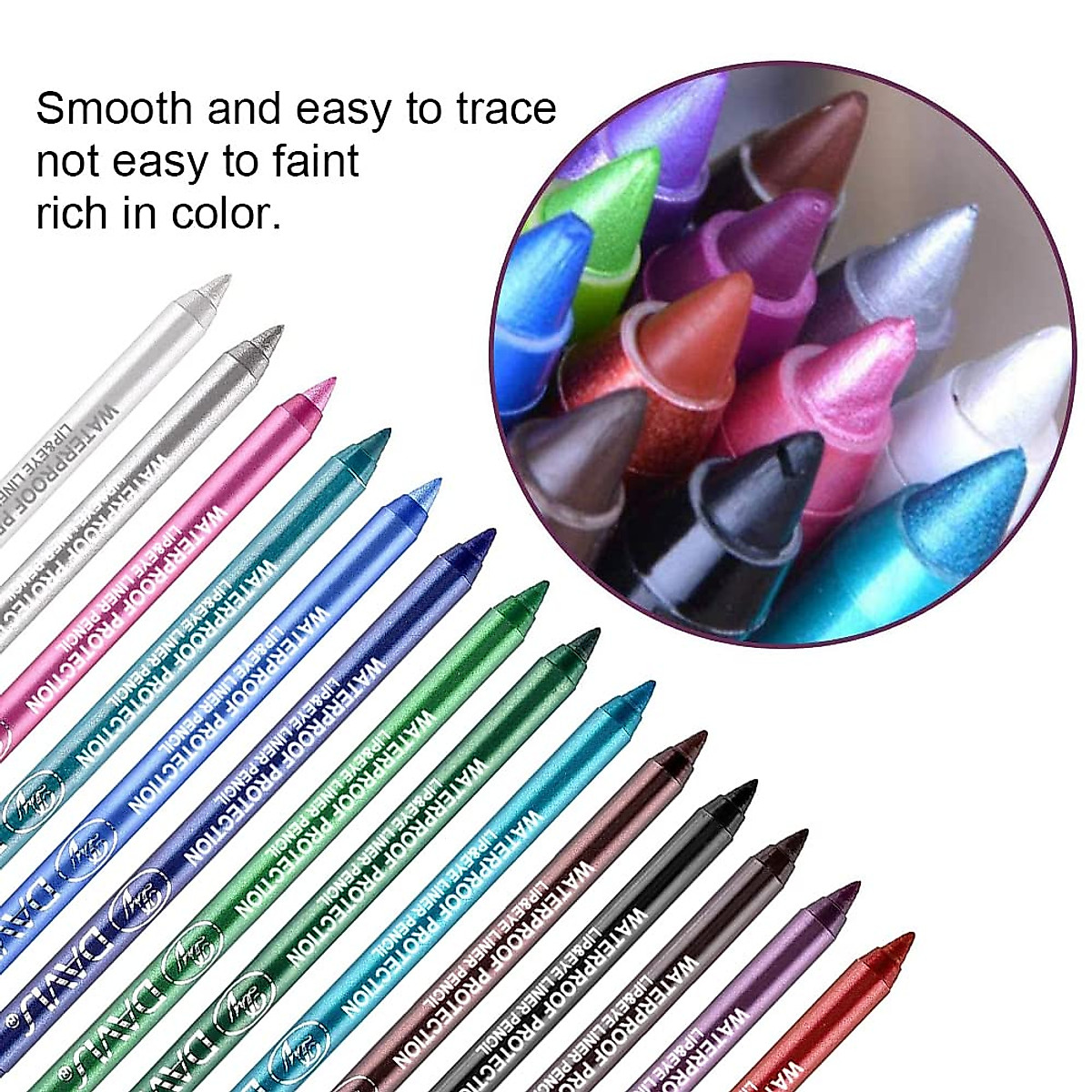 HAOYA 3 Colors Matte Eyeliner Pen Set With Pencil Sharpener,Green - Green Dark Green Blue Colorful Eyeliner Pencil Set, Pearl Metallic Glitter Waterproof Professional Eye Color Sets 4 Green S3