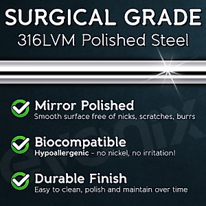 Evonix 2pc 20g Surgical Stainless Steel Nose Bone Flat crystal AB Aurora Borealis Straight Pin Bar Stud