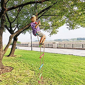 Xinlinke Climbing Rope Ladder Kids Tree Swing with Hanging Strap, Indoor and Outdoor Backyard Playground Play Swing Sets Climber Training Accessories Attachment