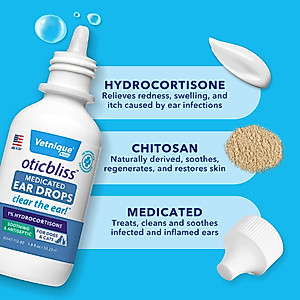 Oticbliss Medicated Ear Drops and Oticbliss Advanced Cleaning Wipes (100 Ct) Bundle Advanced Ear Cleaning Solutions with Medicated Ear Drops for Dogs Plus Dog Ear Cleaning Wipes with Aloe