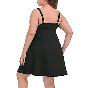 HDE Womens Plus Size Tennis Athletic Workout Dress with Built-in Shorts & Bra Black - 20