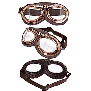 Peicees Aviator Hat with Goggles for Adult Kids Amelia Earhart Costume Pilot Cap Vintage Goggles Men Women Winter Trapper Hat