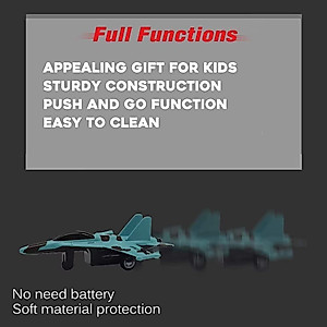 UiiQ Pull Back Airplane Toy Set Die Cast Metal Military Themed Fighter Jets, Good for Kids Toy Set Collection - 4 Pcs (Blue)