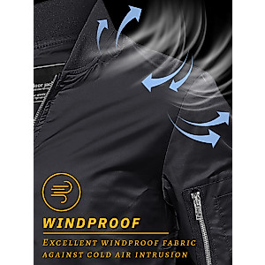 TACVASEN Bomber Jacket Men Black Jacket Men Zip Up Mens Jackets Casual Stylish Lightweight Mens Bomber Jackets Lightweight Windbreaker Jacket