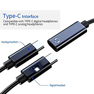 Xumee USB C Splitter, Dual USB C Headphones and Charger Adapter, 2-in-1 Hi-Res Audio and Fast Charging Dongle Cable Compatible with Galaxy S23 S22 S21 Ultra 5G S20 S20+ Plus Note 20 (Black)