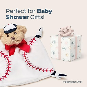 Bearington Baby Wee Lil’ Slugger, 8 x 7 Inch Small Teddy Bear Baby Baseball Stuffed Animal, Security Blanket Lovey for Babies