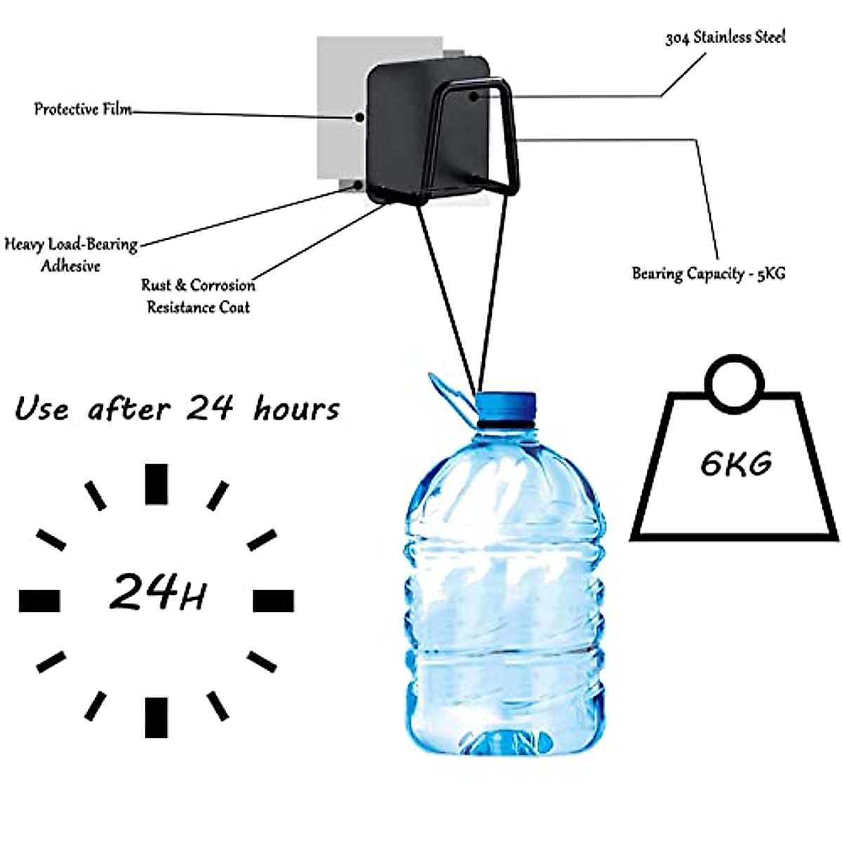 6-Pack Dish Sponge Holder for Kitchen Sink, Sink Caddy, 3m Adhesive Hooks, Kitchen Sink Sponge Caddy, - SUS304 Stainless Sink Adhesive Sponge Holder Cups Sink Accessories, Quick Drying (Black)