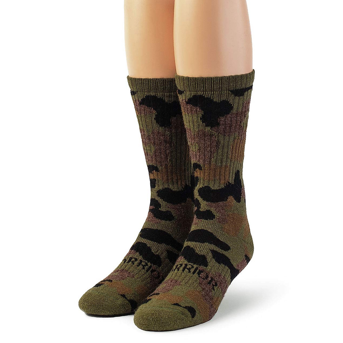 WARRIOR ALPACA SOCKS | Heavy-Duty Hunting Alpaca Wool Socks | Terry Lined | Unisex (Medium, Woodland Camo)