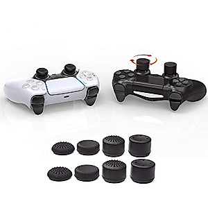 Aosai PS5 DualSense Controller Skin, Studded Anti-Slip PS5 DualSense Controller Cover Silicone Grip for PS5 Controller(Black Controller Skin x 2 + FPS PRO Thumb Grips x 8)
