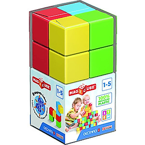 Geomag Premium Swiss-Made MagiCube 8-Piece Magnetic Stacking Cubes Building Set, Toddlers & Kids Ages 1-5, STEM Educational Toy, Creativity, Imagination, Early Learning Fun, Crystal Packaging