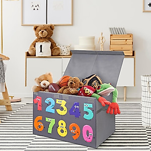 littlepea, 83 liters, Large Toy Box Chest with Lid, Collapsible Sturdy Toy Storage Organizer for Kids, Boys, Girls, Nursery, Playroom, 25"x13"x16", Grey