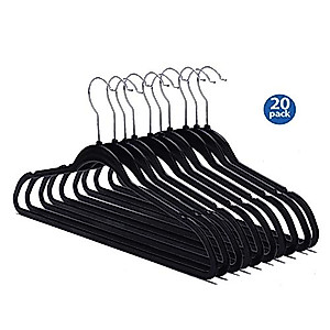 Only Hangers No Flock Space Saving Hangers, Black, Set of 20