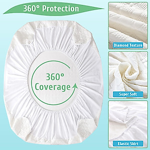 Lunsing 2 Pack Crib Mattress Protector, Soft Bamboo Viscose Waterproof Crib Mattress Pad Cover, Cooling Baby Mattress Cover for 4-13 inches Toddler Mattress, 52"x28", White