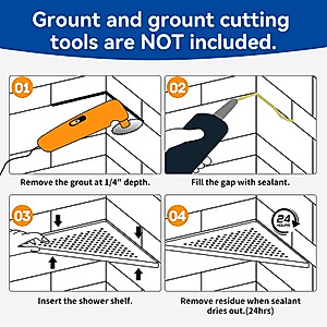 DELLAN Corner Shower Shelves, Bathroom Shelf for Inside Shower, Stainless Steel Corner Shelf for Tile Walls (2 Pack)