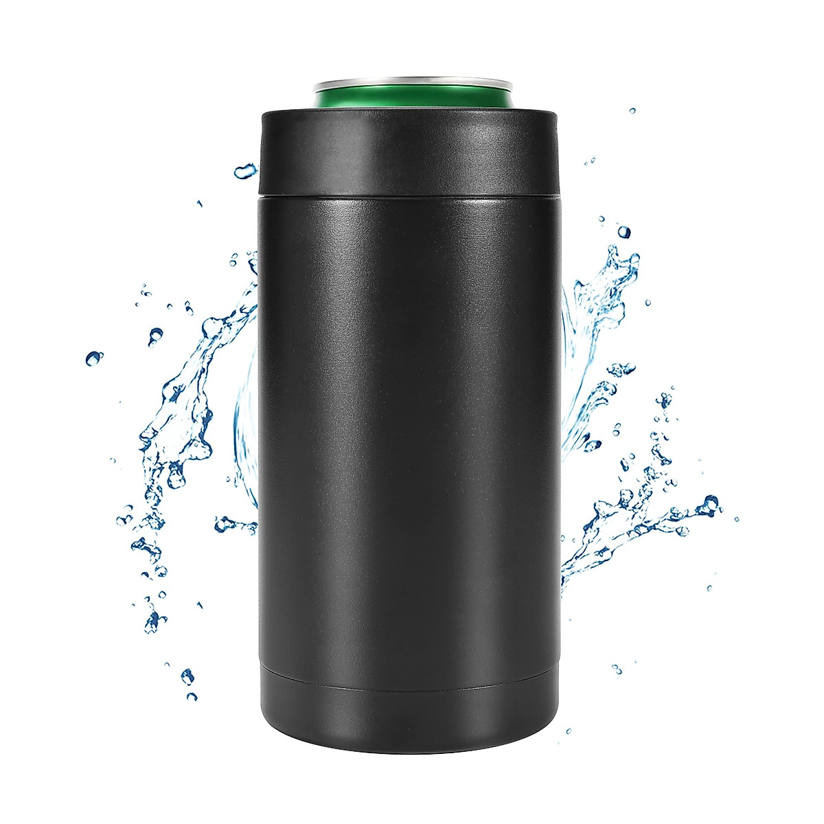 Olerd 16oz Double wall Stainless Steel Insulated Can Cooler, Bottle or Tumbler for Slim Beer & Hard Seltzer Cans, Beer Bottle Holder (BLACK)