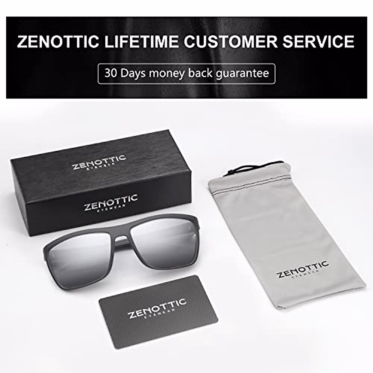 ZENOTTIC Polarized Sunglasses for Men Lightweight TR90 Frame UV400 Protection Square Sun Glasses
