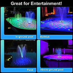 ChlorStar Floating Pool Fountain with Underwater Light Show,Pool Water Fountain Pump for Pond With Rechargeable Battery Powered,2 Modes Spray Pool Waterfall Fountain for Inground Above Ground Pool-1pc