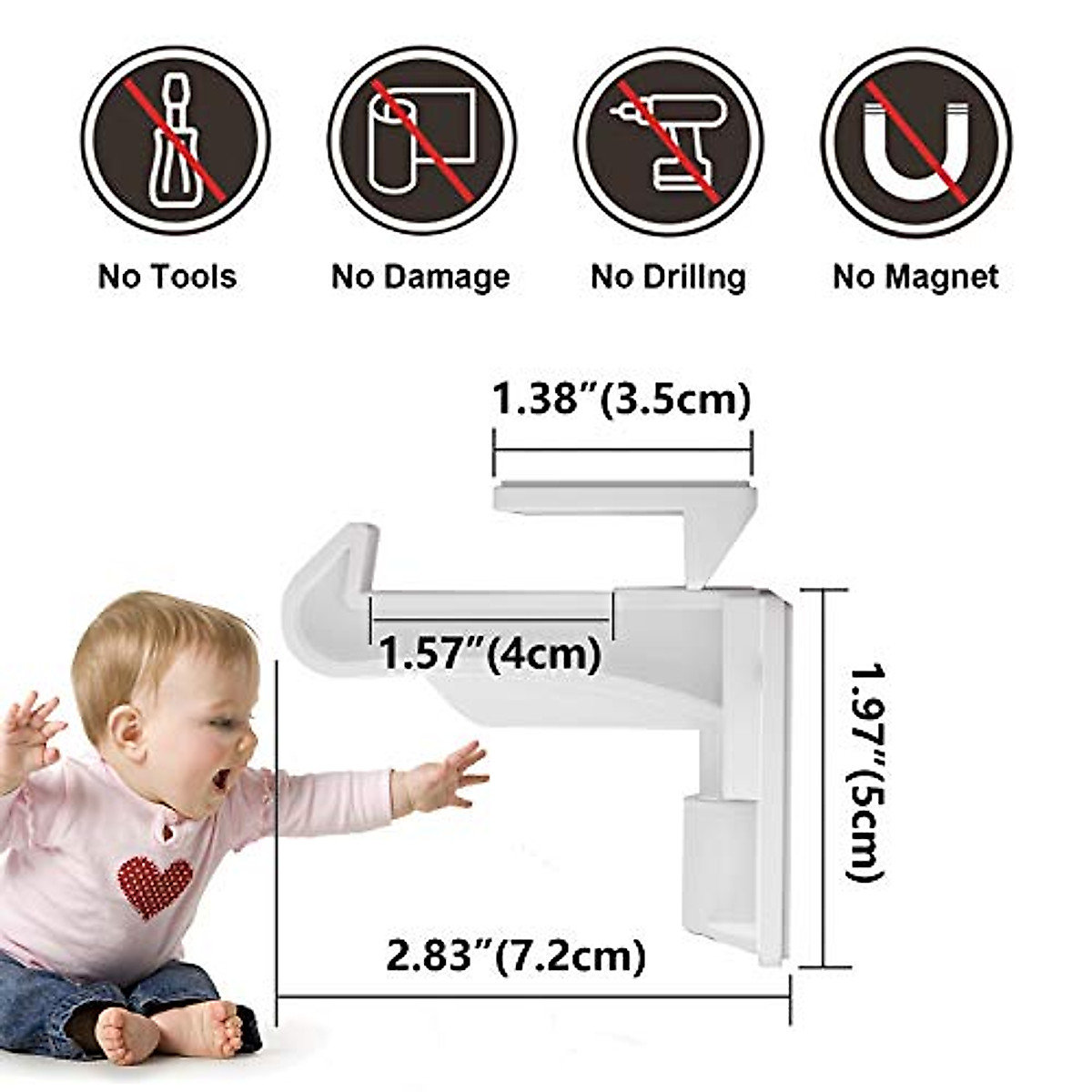 Upgraded Version 12 Pack Child Proofing Cabinet Locks White,Baby Safety Latches with Strong Adhesive,Baby Proof Latch Lock for Kitchen Cabinets Cupboards Drawers Doors Locks,No Drilling