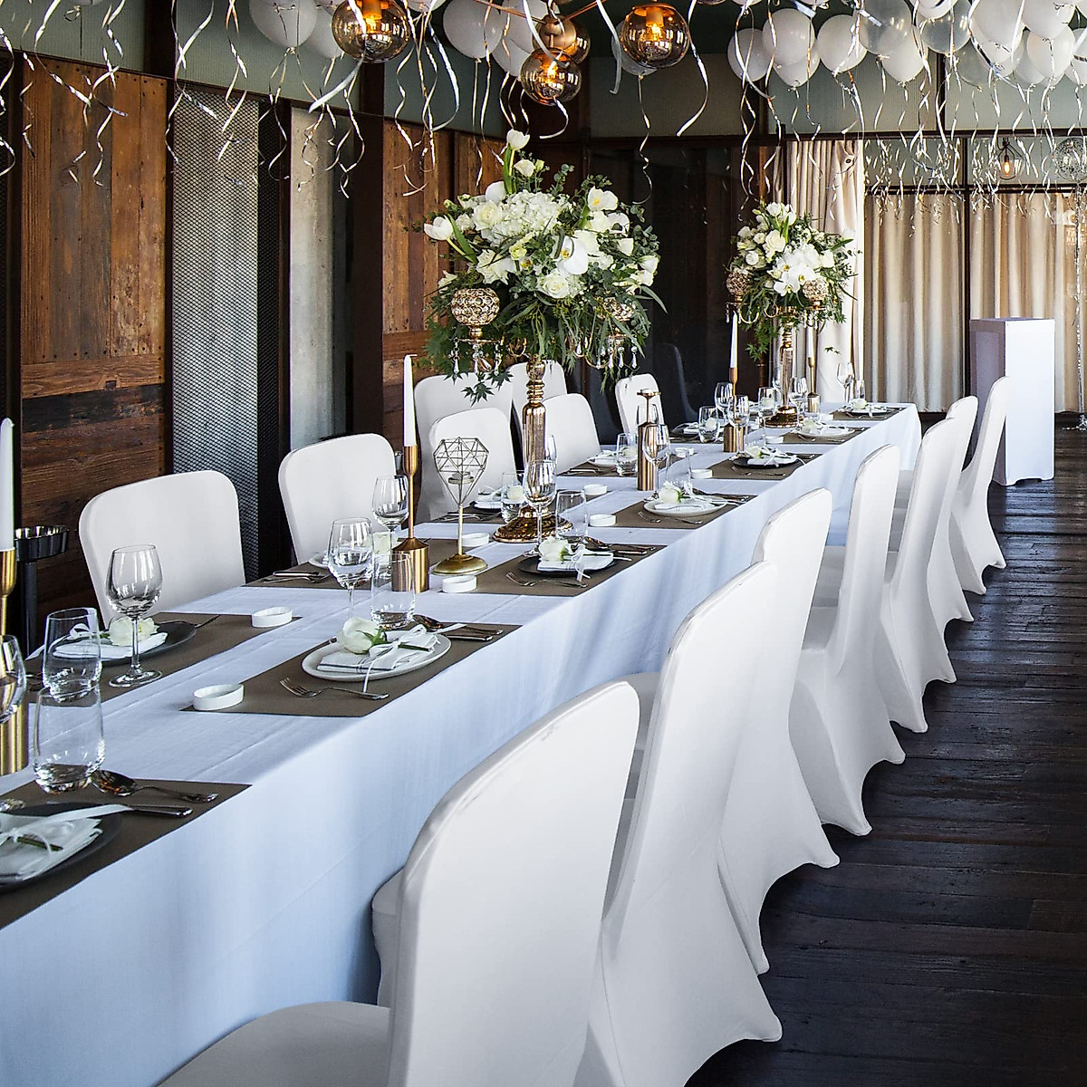 HAINARverS Stretch Spandex Folding Chair Covers 30PCS Universal Fitted Chair Cover Protector for Wedding,Party, Banquet, Holidays, Celebration, Decoration(White, 30 PCS)