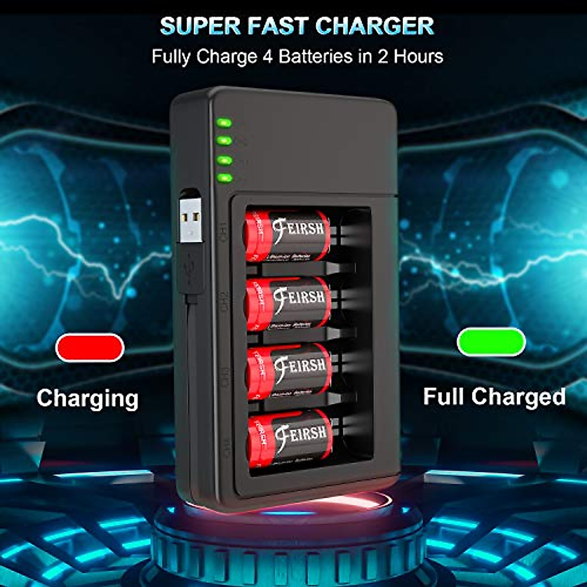 QUICKHELP 8 Pack CR123A Lithium Battery, 3.7V Rechargeable Cr123a Batteries and LED Charger Compatible with Arlo Cameras (VMC3030/VMK3200/VMS3330/3430/3530), Flashlight, Microphone