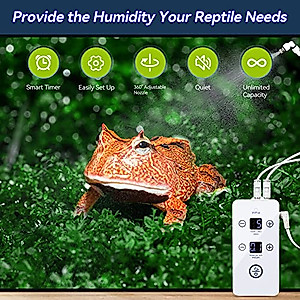 BILIPALA Reptile Mister, Automatic Misting System for Reptile Terrariums, 2 Adjustable Spray Nozzles
