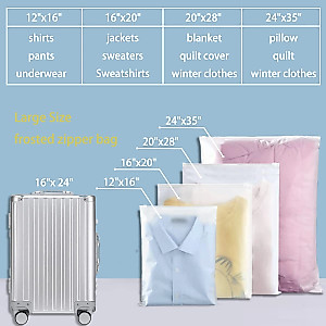 Belit 15 Pcs Clear Ziplock Storage Bags, Large Size Packaging Bags, Plastic Bags for Sweaters, Shirt, Sheet, Blanket, 3 sizes 12x16 inch, 16x20 inch, 20x28 inch