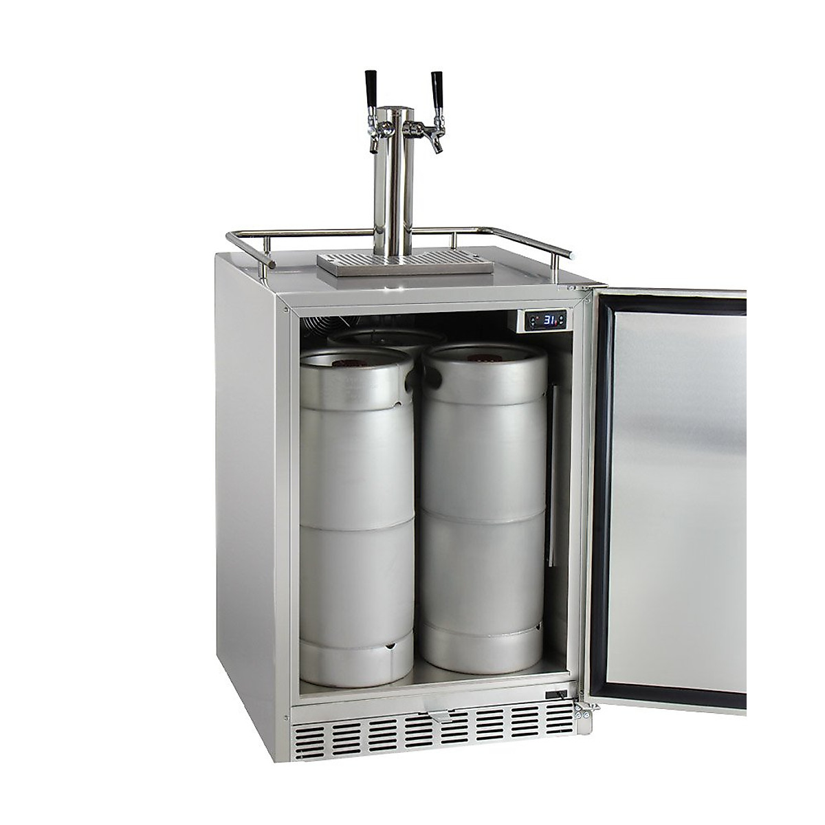 Kegco Kegerator 24" Wide Dual Tap Stainless Steel Undercounter Beer Dispenser HK38SSU-2