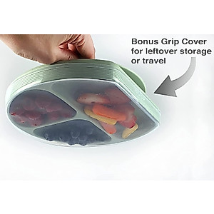 otterlove Silicone Baby Plate with Suction Base - 100% Platinum Pure LFGB Silicone with NO Fillers - BPA Free - Fits Most Highchair Trays (Undivided Plate + Cover - Sand)