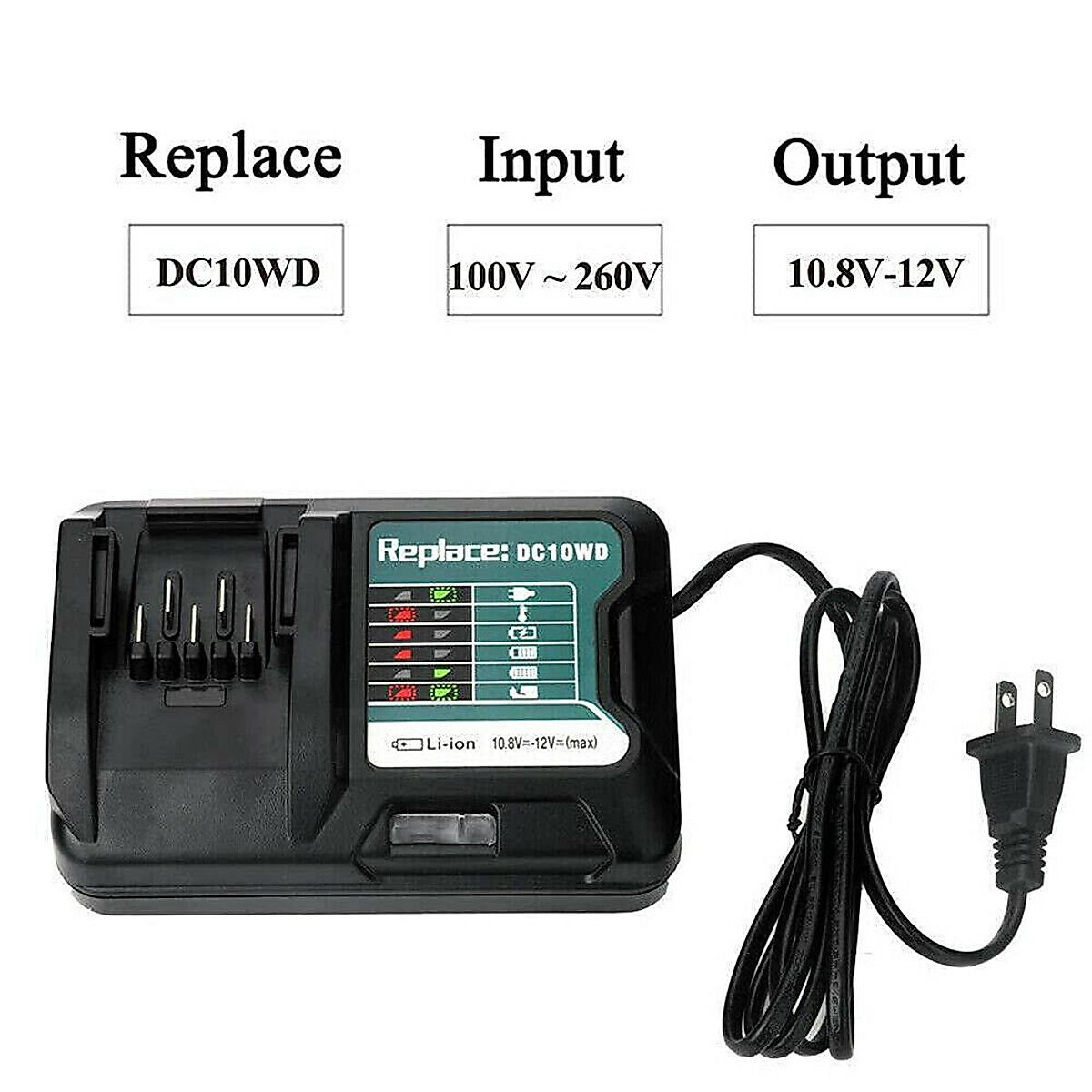 2X BL1021B Battery 12V 2Ah with Charger DC10WD, Replace for 12V Makita Battery BL1021B BL1016 BL1041B 197339-1 197406-2 BL1040 BL1040B BL1015B BL1040 / MP100DZ CG100D JR103DZ DF333DZ TD110D HR140DZ