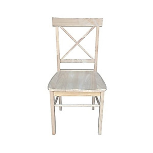 International Concepts Pair of X-Back Dining Chairs, Unfinished Wood