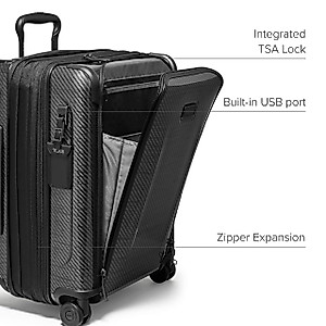 TUMI - Tegra-Lite Continental Front Pocket Expandable 4 Wheeled Carry-On - Hard Shell Suitcase for Travel - With USB-C Port - Black/Graphite